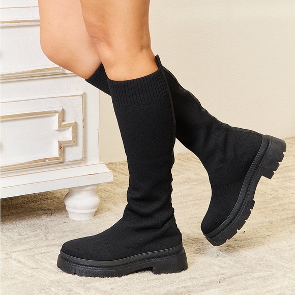 Wild Diva | Shoes | New Wild Diva Knee High Sock Style Platform Boots ...